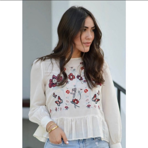 Zara | Tops | Zara Embroidered Blouse | Poshmark